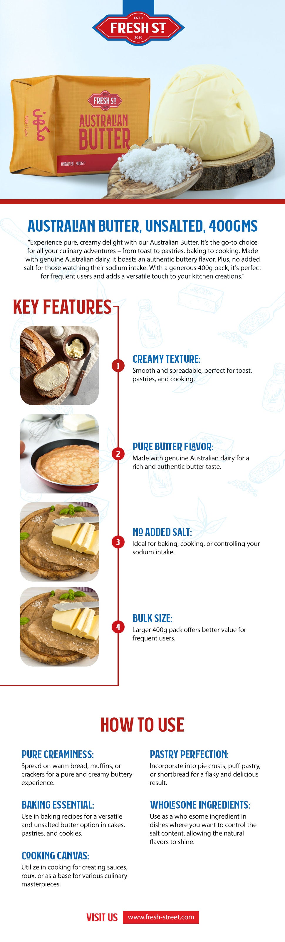 Australian Unsalted Butter 400g Portions | Fresh Street – Fresh St!