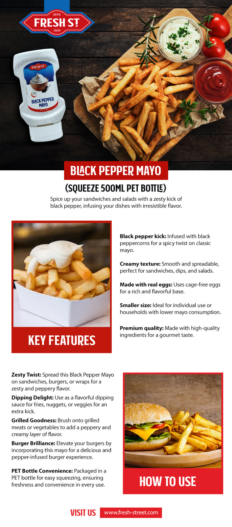 Zesty Black Pepper Mayonnaise - 300ml Burst | Fresh-Street – Fresh St!